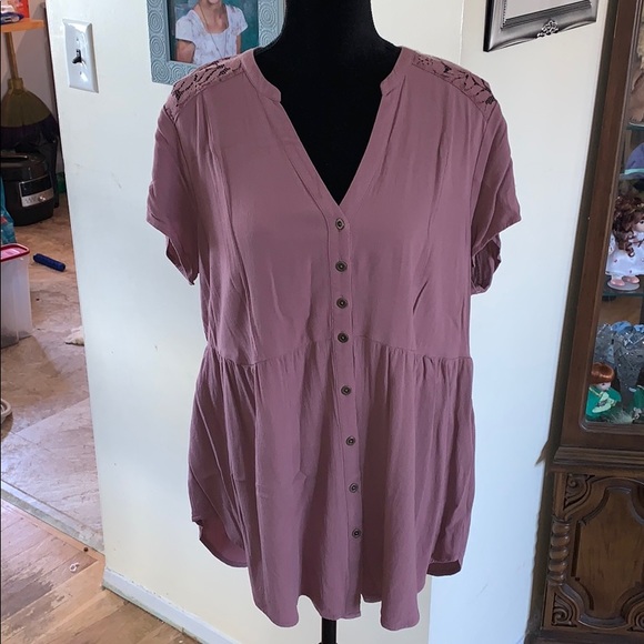 torrid | Tops | Torrid Mauve Button Down Blouselace Back | Poshmark